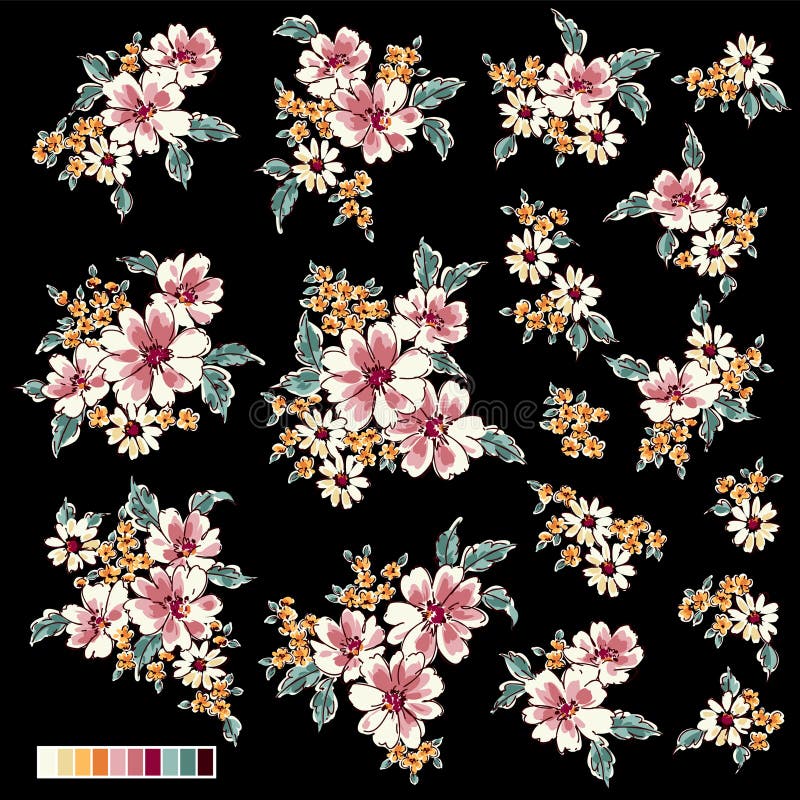 Floral Material Collection Ideal for Textile Design, Stock Vector ...
