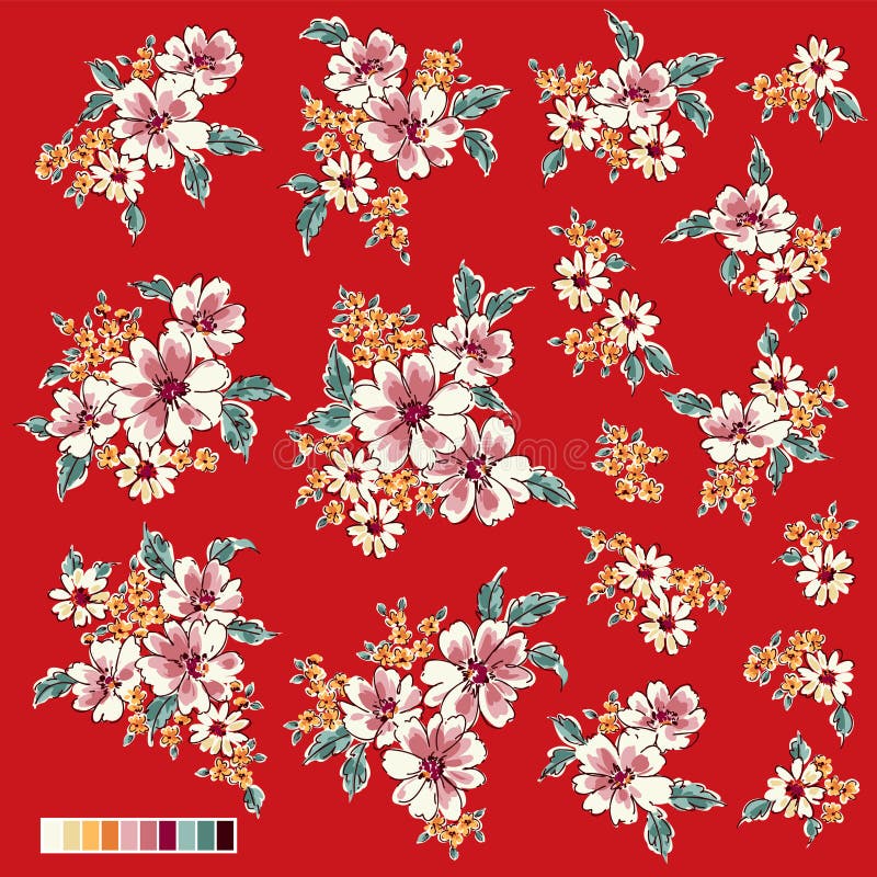 Floral Material Collection Ideal for Textile Design, Stock Vector ...