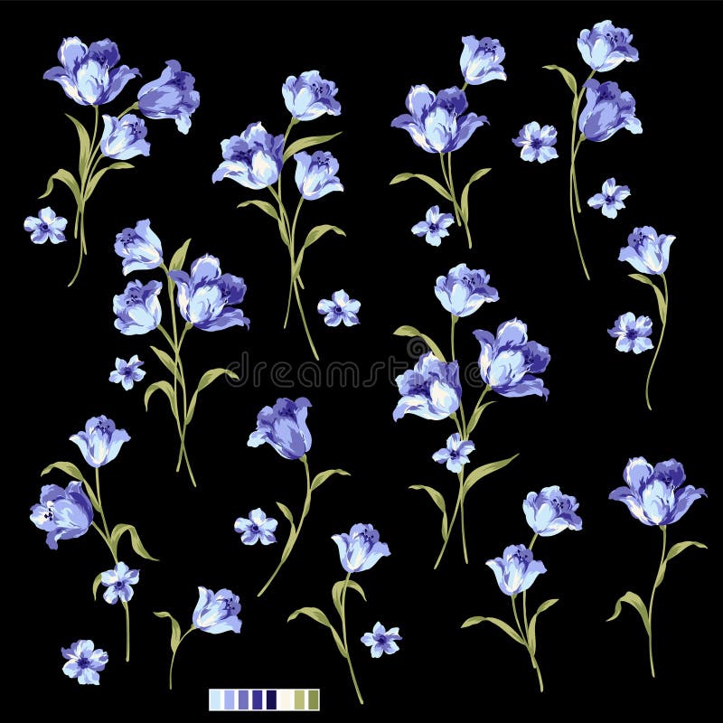 Floral Material Collection Ideal for Textile Design, Stock Vector ...