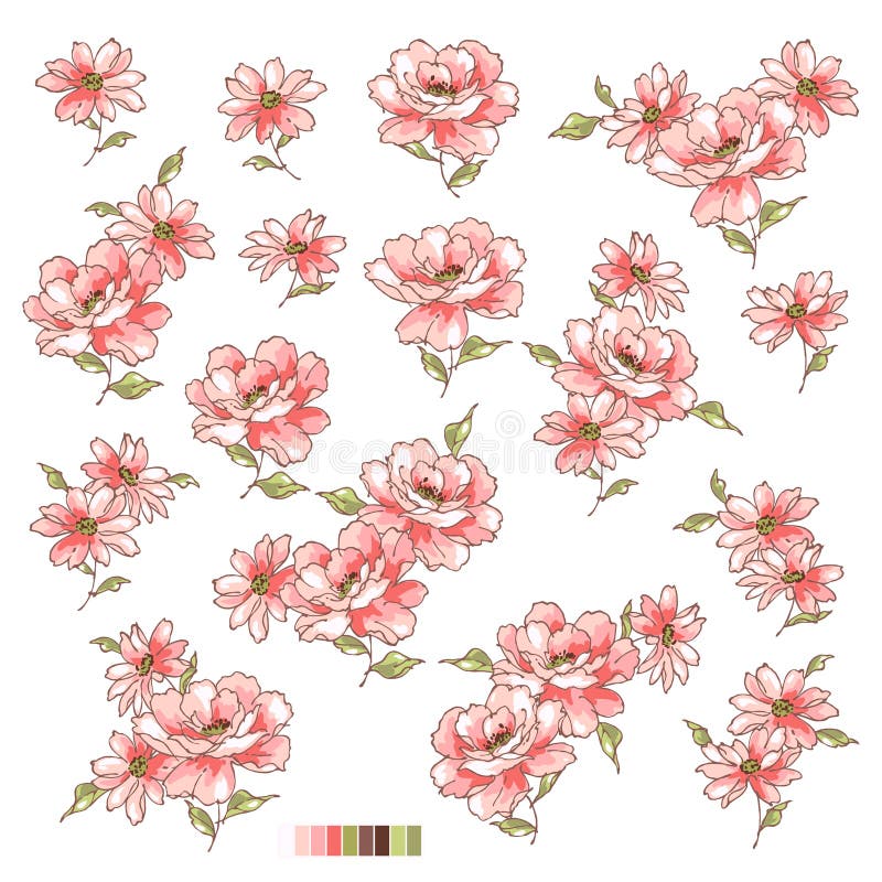Floral Material Collection Ideal for Textile Design, Stock Vector ...