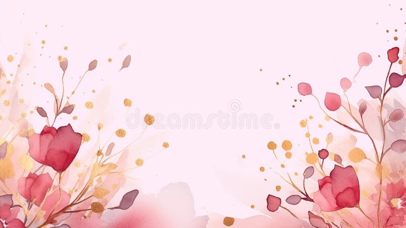 Floral Minimal Square Pink Watercolor Background . Generative AI Stock ...
