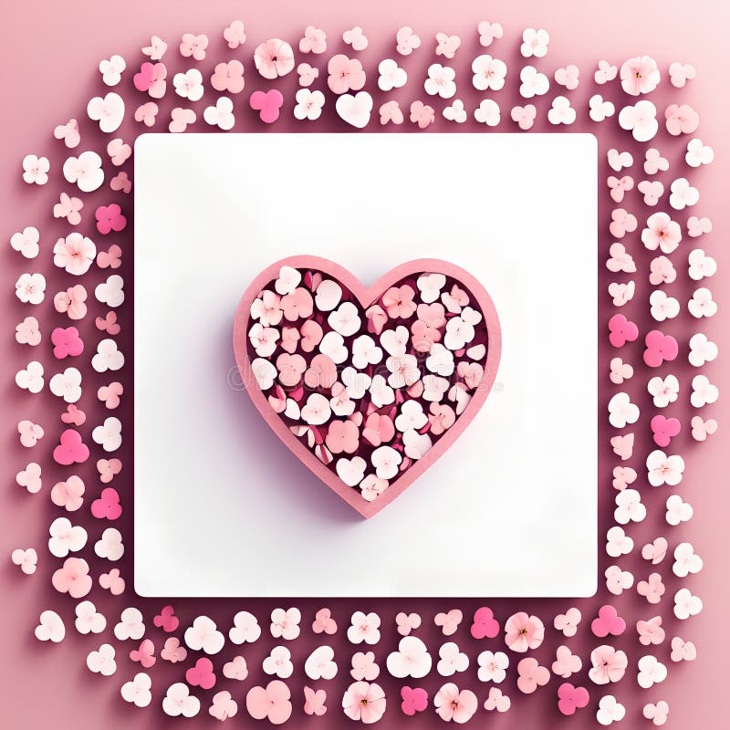 Floral Frame Decorative Poster Design with Heart Shape Inside, AI ...