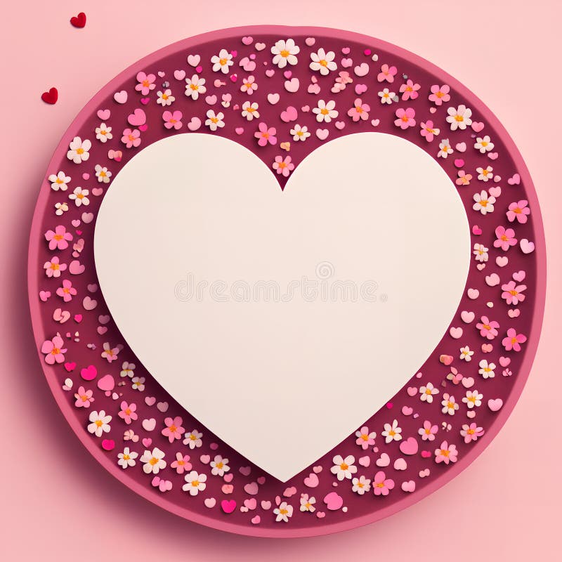 Floral Frame Decorative Poster Design with Heart Shape Inside, AI ...
