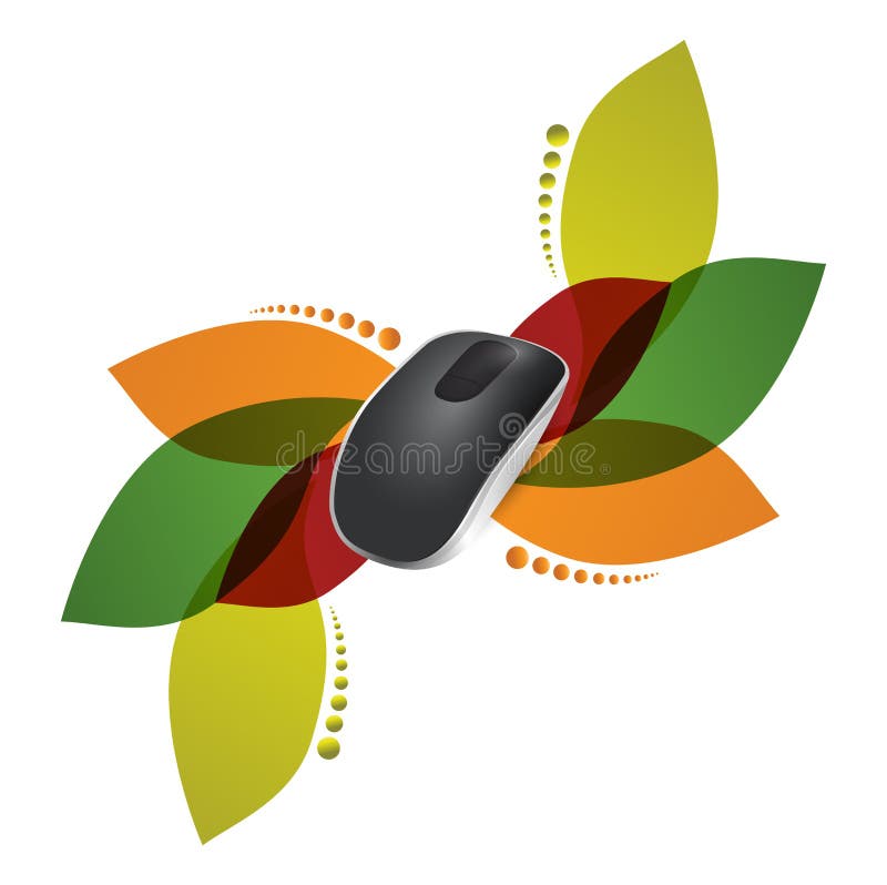 Floral Modern Design and Wireless Computer Mouse Stock Illustration ...