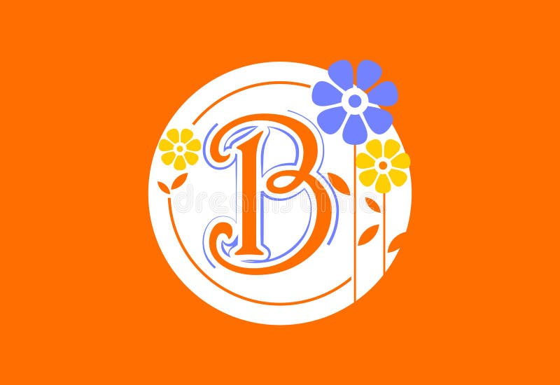 Floral Monogram Letter B. Initial Alphabet with Botanical Elements ...