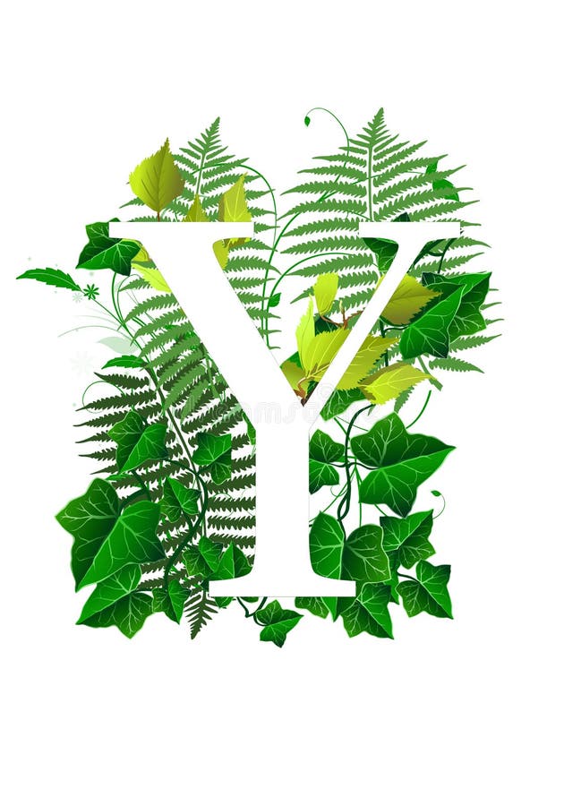 Floral Monogram Letter - Decorated with Watercolor Leaves Stock ...