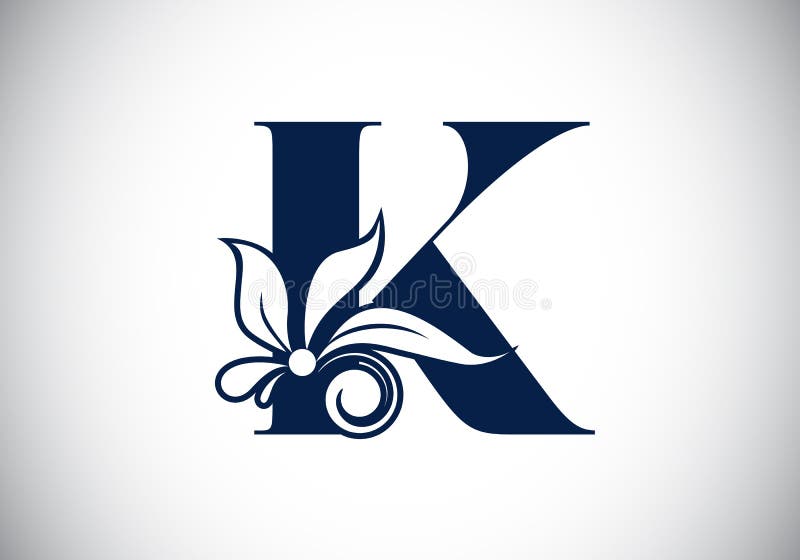 Floral Monogram Letter K. Initial Alphabet with Botanical Elements ...