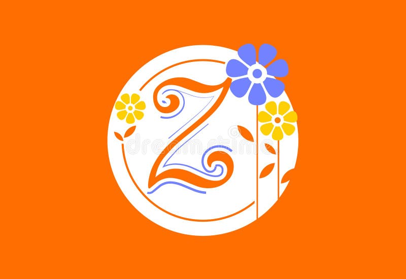 Floral Monogram Letter Z. Initial Alphabet with Botanical Elements ...