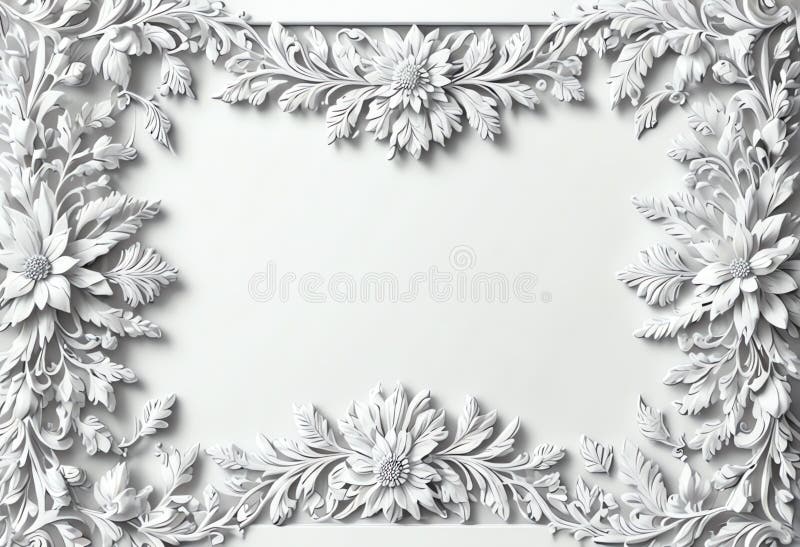 Floral Motif Frame Border Decoration Elements with White Background ...