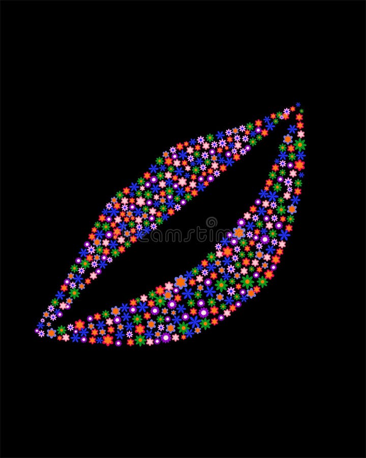Floral mouth stock vector. Illustration of lips, cool - 9620237
