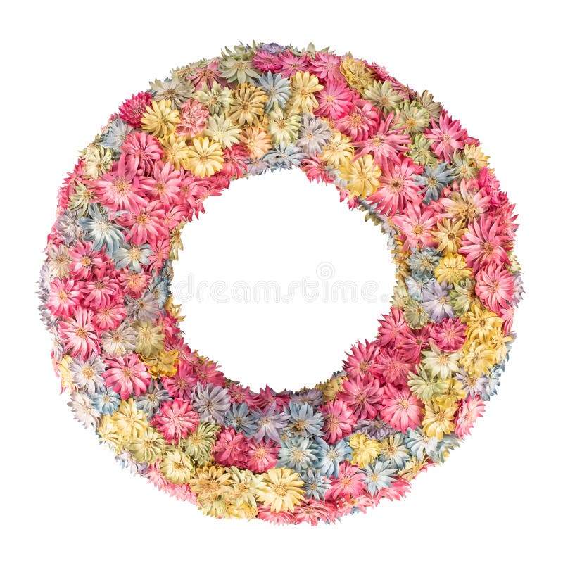 Floral Multicolored Dried Wreath Isolated Over White Stock Photo ...