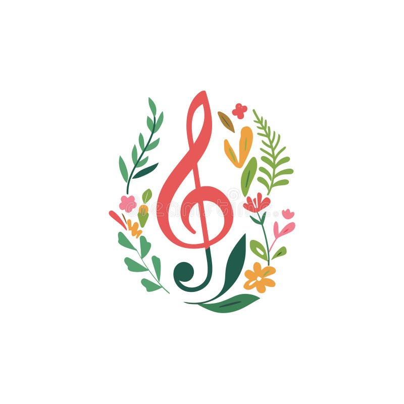 Floral Music Note. Vector Illustration Design Stock Illustration ...