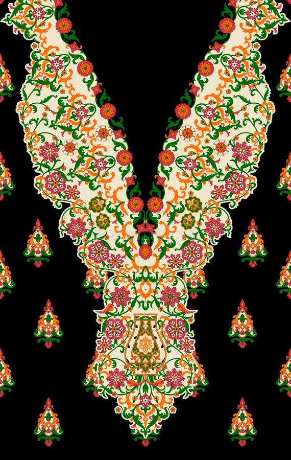 Floral Neck Embroidery Design. Vector Illustration Stock Illustration ...