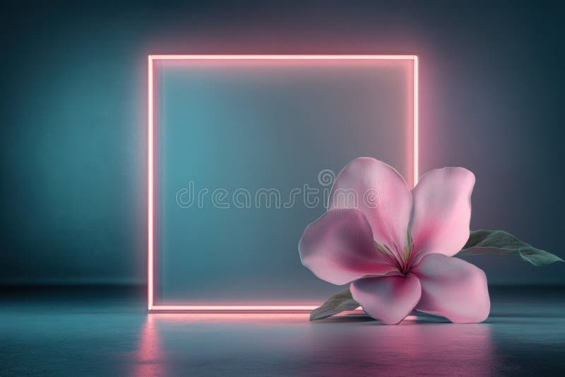 Floral Neon Contrast, the Neon Frame Standing Out Against a Soft Floral ...