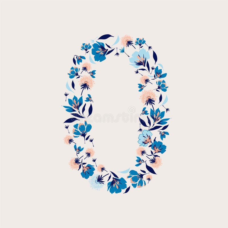 Floral number zero. stock vector. Illustration of pattern - 98560871