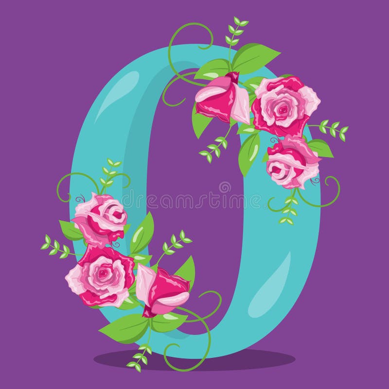 Floral Numbers 0 stock vector. Illustration of vector - 198986580