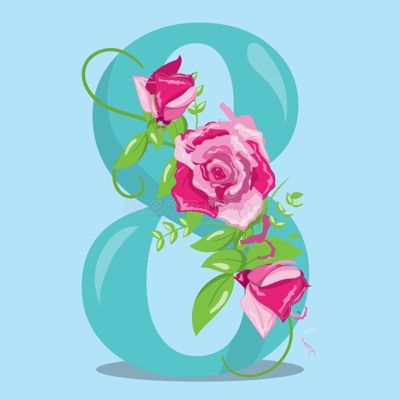 Floral Numbers 08 stock vector. Illustration of floral - 198986587