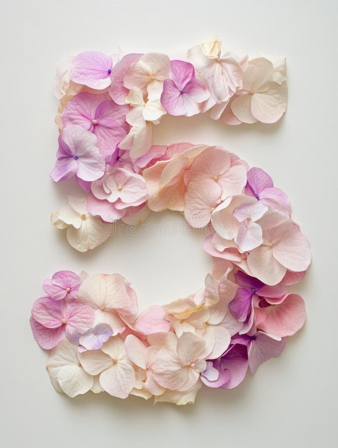 Floral Numeral Art. Number 5 Created with Spring Petals for Decorative ...