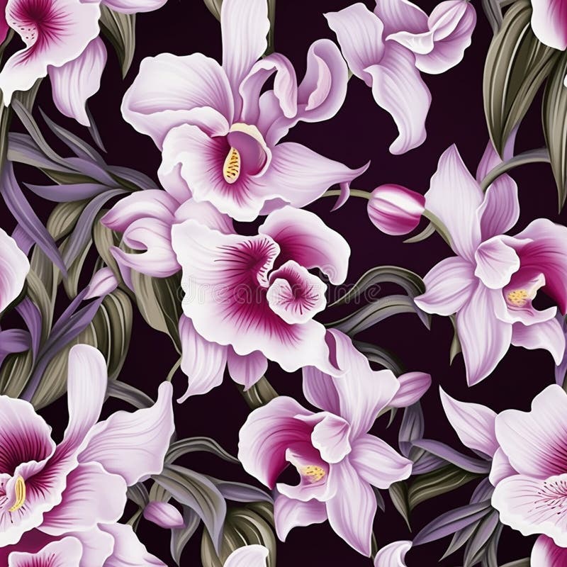 Floral Orchid Pattern for Feminine Touch Stock Illustration ...