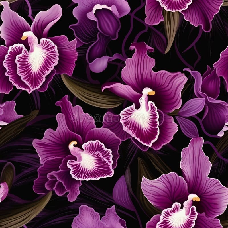 Floral Orchid Pattern for Gift Wrap Design Stock Illustration ...
