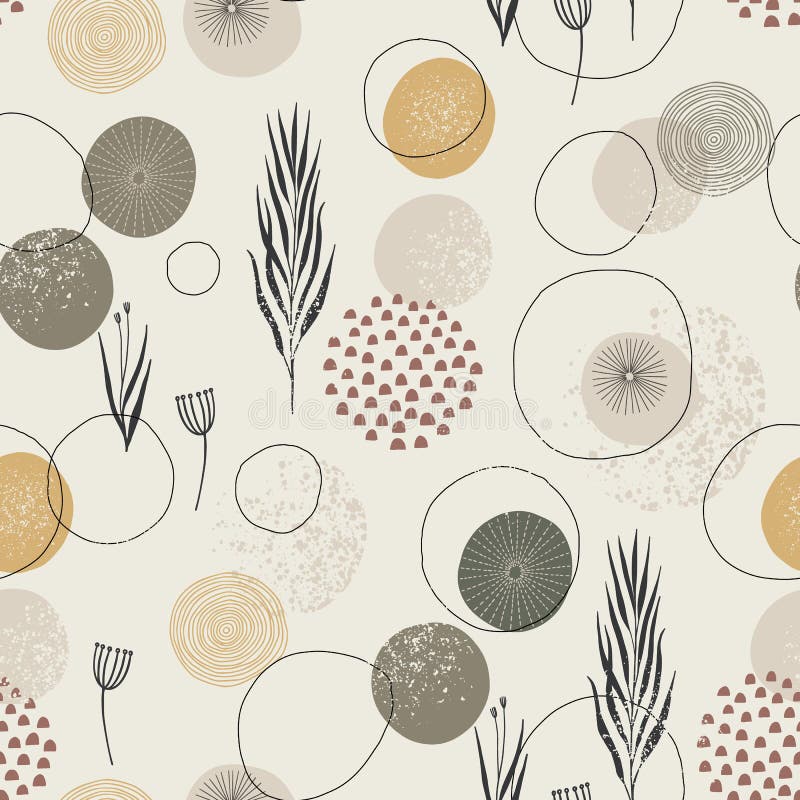 Floral Organic Seamless Pattern with Fancy Decorative Circles. Stock ...