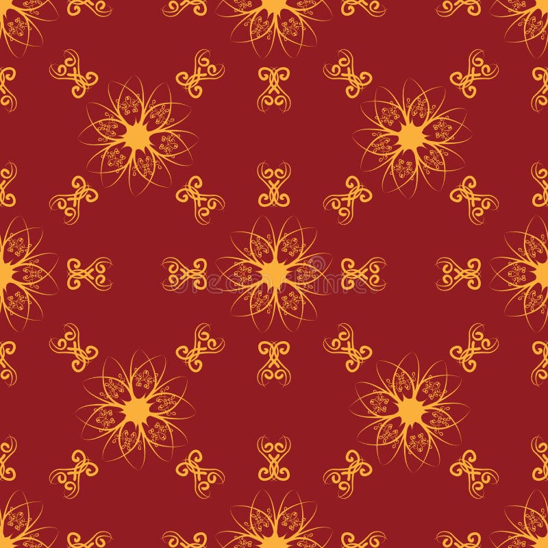 Floral Ornament with Abstract Elements. Seamless Pattern Stock Vector ...