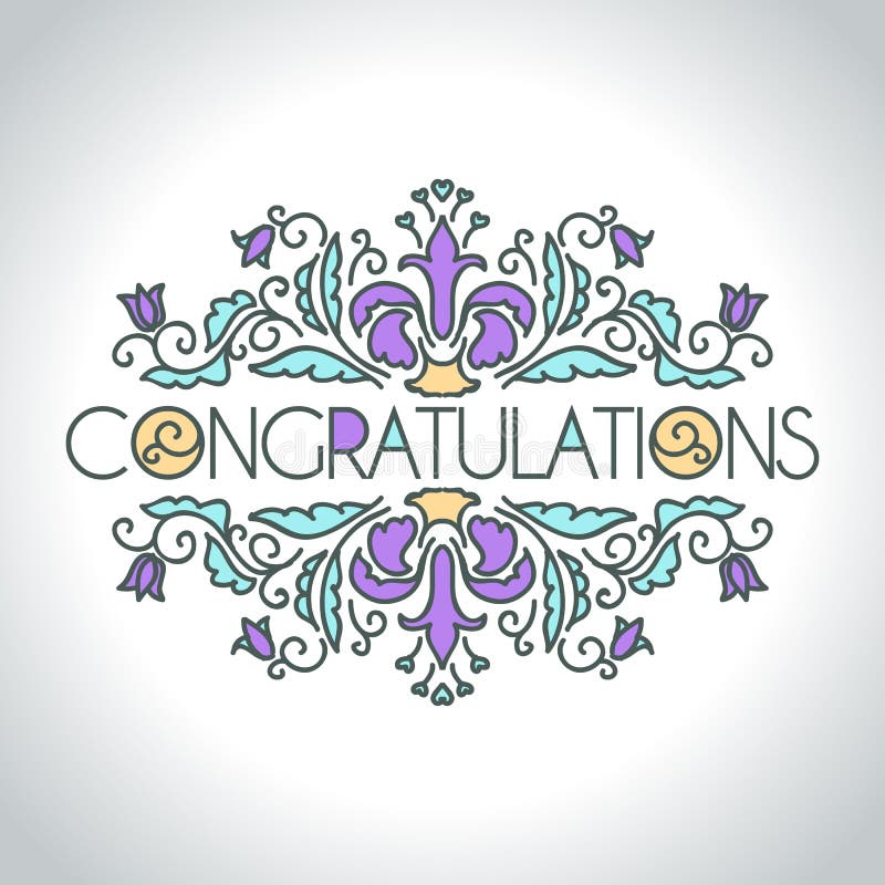 Floral Ornament Design Template. Congratulations Stock Vector ...