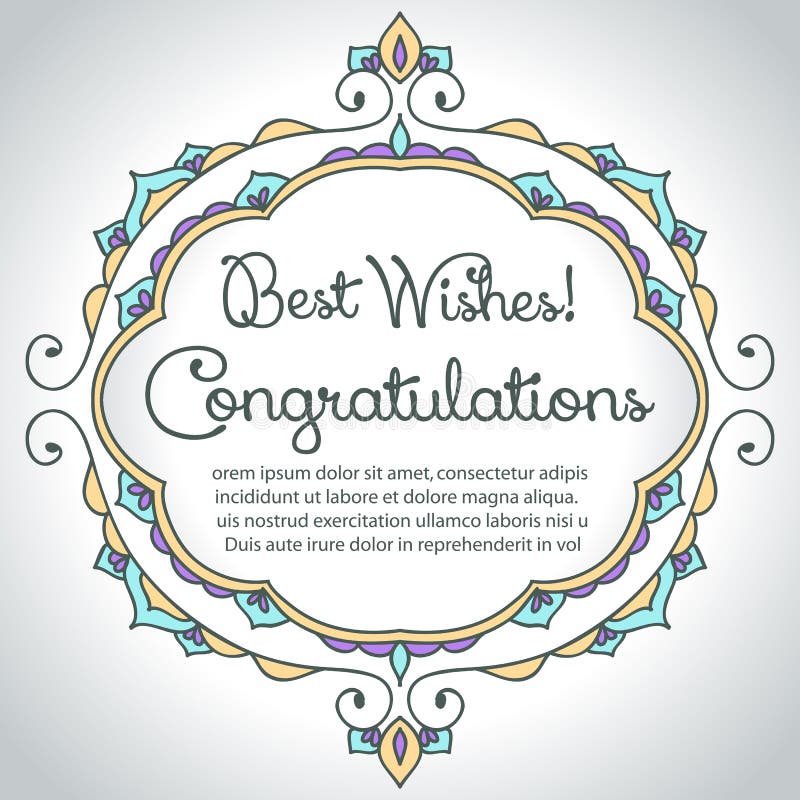 Floral Ornament Design Template. Congratulations Stock Vector ...