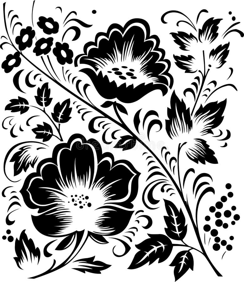 Hohloma stock vector. Illustration of khokhloma, cutting - 4447128