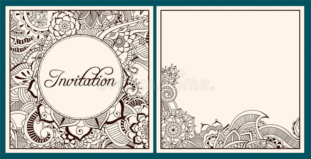 Mendhi Invitation Card Stock Illustrations – 25 Mendhi Invitation Card ...