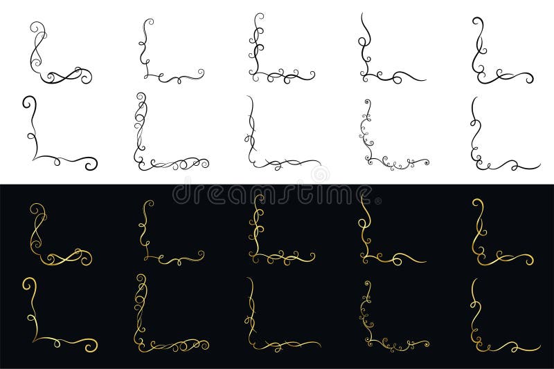 Floral Ornamental Corners Frame Big Collection Design Stock Vector ...