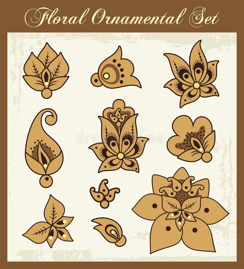 Floral Ornamental Design Elements Stock Vector - Illustration of plant ...