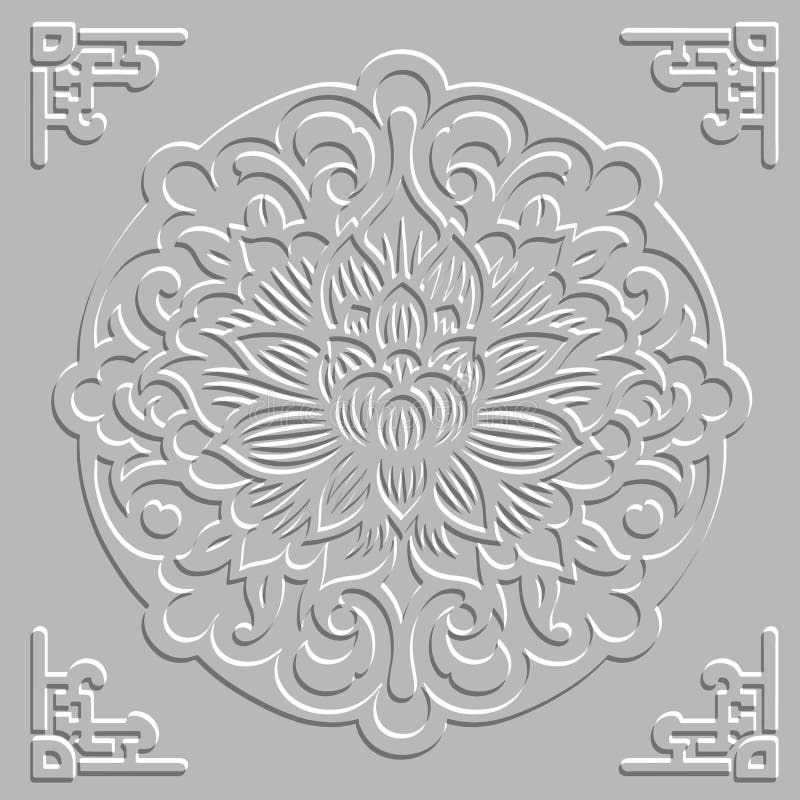 Floral Ornamental Emboss Lotus Flowers 3d Seamless Mandala Pattern ...