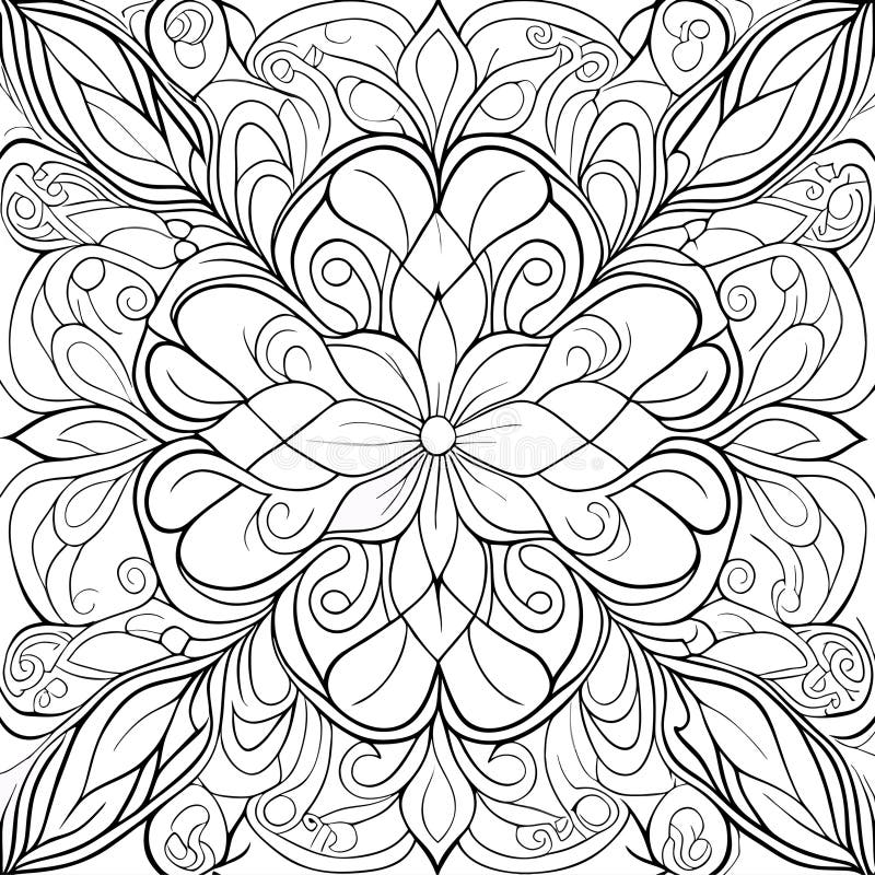 Floral Outline Pattern Seamless Design Background_04 Stock Vector ...