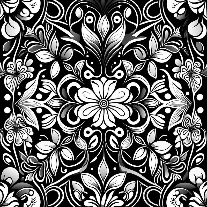 Floral Outline Pattern Seamless Design Background_017 Stock Vector ...