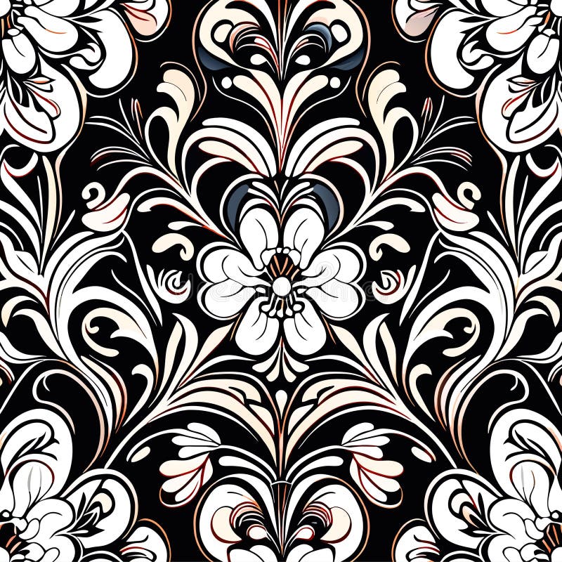 Floral Outline Pattern Seamless Design Background_029 Stock Vector ...