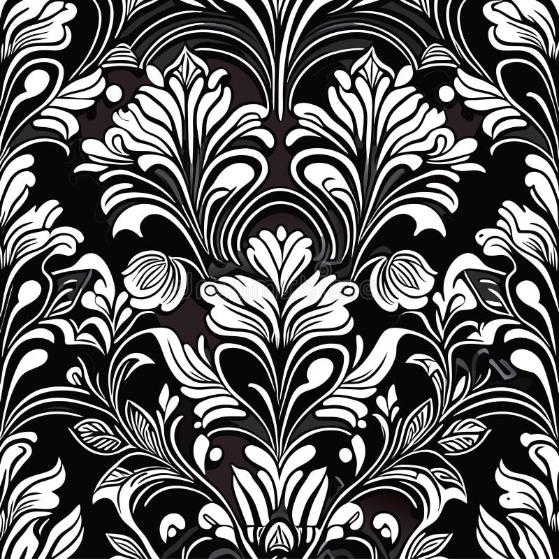 Floral Outline Pattern Seamless Design Background_054 Stock Vector ...