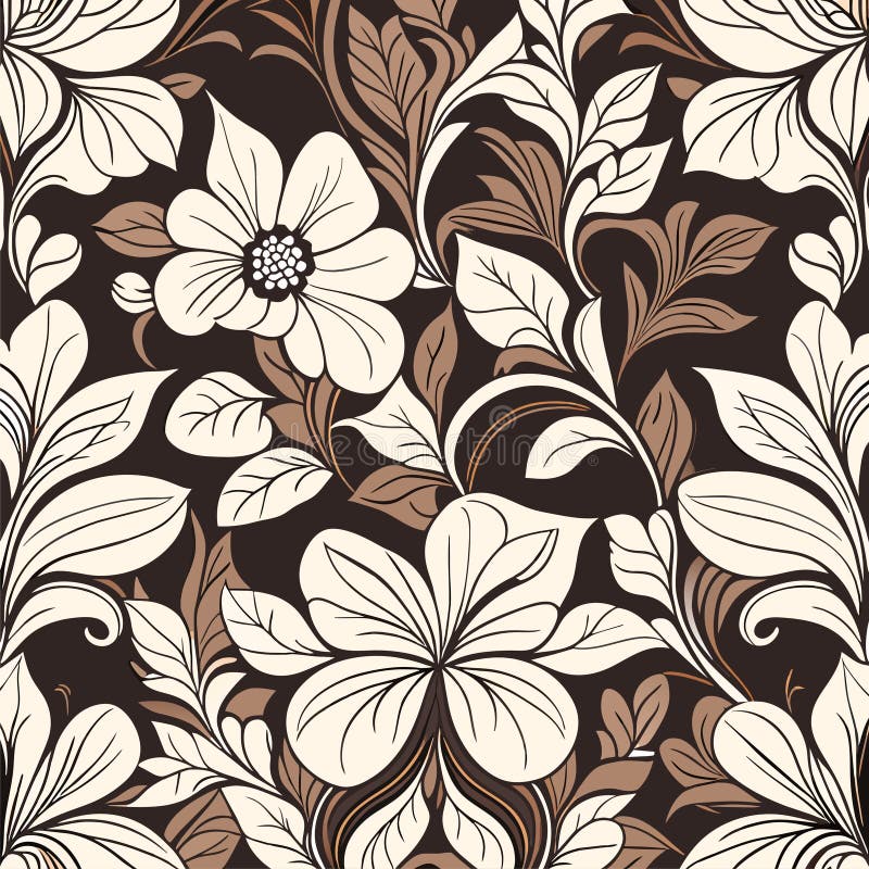 Floral Outline Pattern Seamless Design Background_057 Stock Vector ...