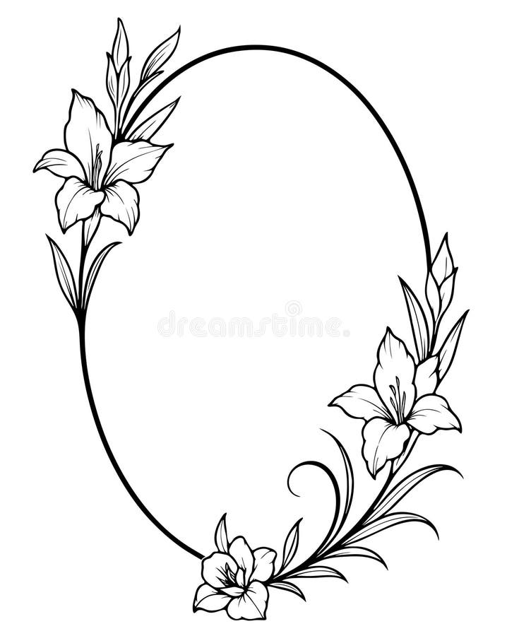 Floral Oval Frame Design Stock Illustrations – 13,193 Floral Oval Frame ...