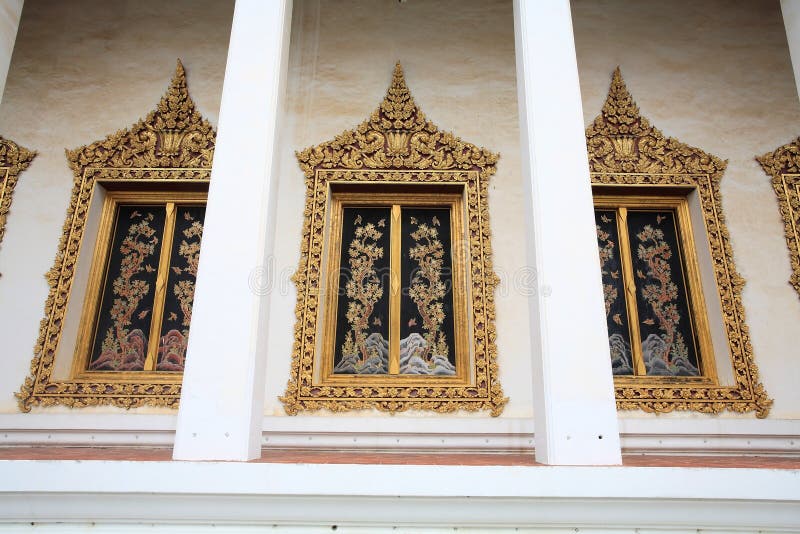 Floral Painting on the Temple Windows Stock Image - Image of decoration ...