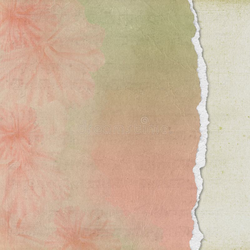 Floral Paper with Torn Edge Stock Illustration - Illustration of floral ...