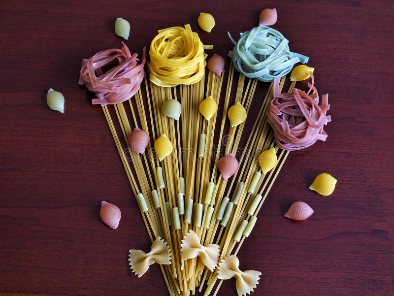 Floral pasta bouquet stock image. Image of life, shapes - 181017007