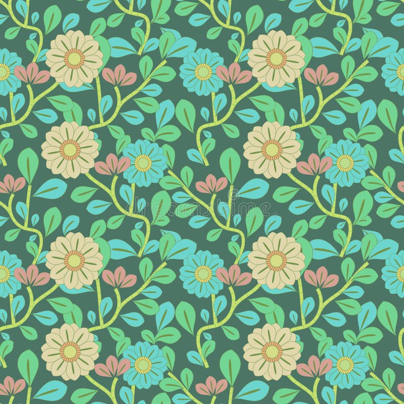 Seamless Floral Wallpaper Pattern Stock Illustration - Illustration of ...