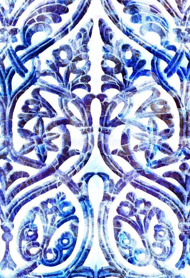 Floral Pattern with Ancient and Oriental Elements. Computer Collage ...