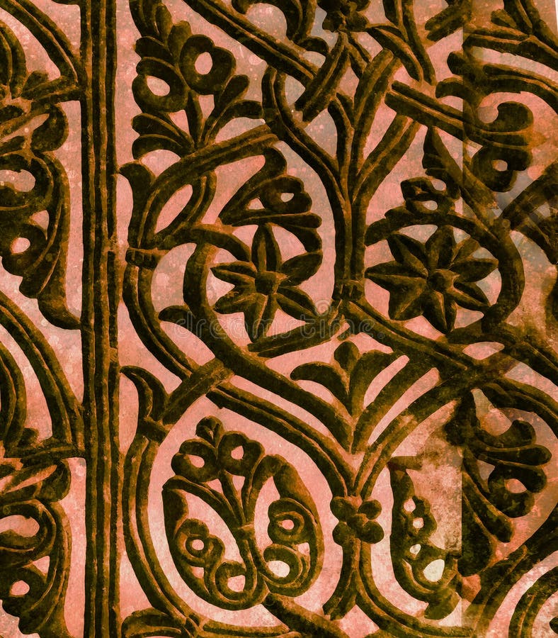 Floral Pattern with Ancient and Oriental Elements. Computer Collage ...