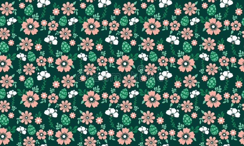 Floral Pattern Background for Easter, with Egg and Flower Design Stock ...