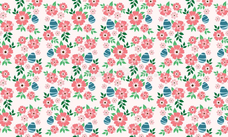 Floral Pattern Background for Easter, with Egg and Flower Design Stock ...