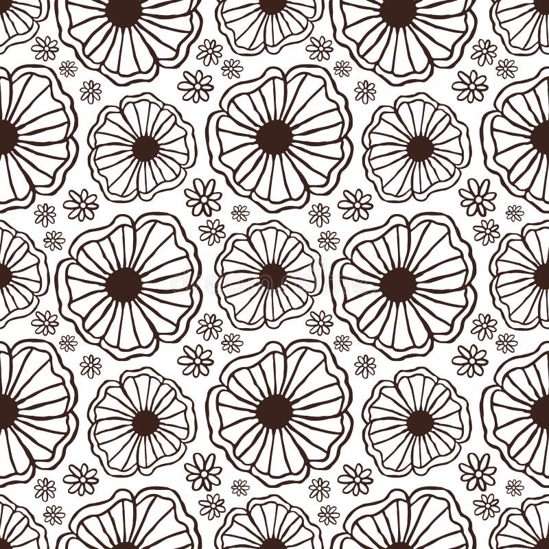Floral Pattern Background with Hand Drawn Flowers. Rustic Floral Design ...