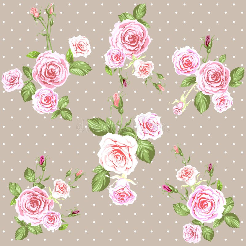 Pink Vintage roses pattern stock vector. Illustration of pastel - 131059182