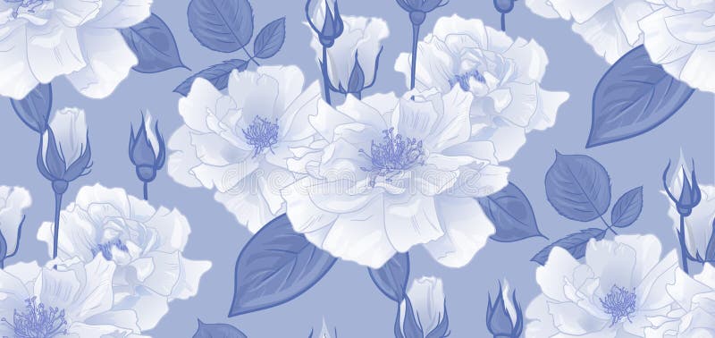 Floral Pattern with Blue Roses for Surface Design As Well As Packaging ...